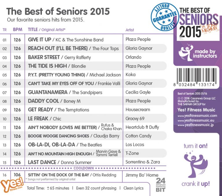 1-CD The Best of Seniors 2015 Megamix – Yes Fitness Music – COCO-line