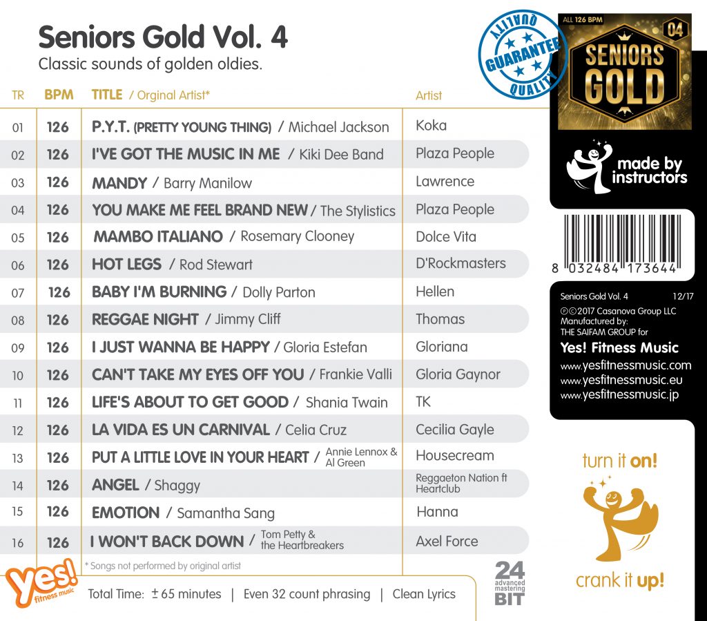 1-CD Seniors Gold 04 (126) – Yes Fitness Music – COCO-line